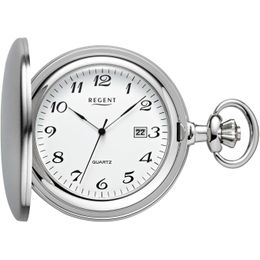 Regent Uhren REGENT Damen Taschenuhr "P734-19507749", silber, Taschenuhren, Quarzuhr, Herrenuhr, Datum, Acrylglas, Geschenkidee