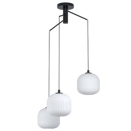Eglo Hängeleuchte "MANTUNALLE Pendellampe, Stahl, Glas, IP20, E27, Esstischlampe, Lampe", 3, Ø 62cm H: 110cm, 1 Stk., schwarz-weiß, Esszimmer,