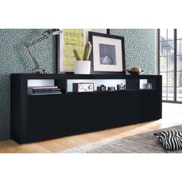 borchardt M&ouml;bel Sideboard BORCHARDT M&Ouml;BEL, B:200cm H:72cm T:35cm, schwarz, Holzwerkstoff, Spanplatte, Wohnzimmer, Sideboards, "Santa Fe", Breite 200 cm