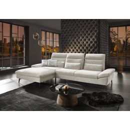 Ecksofa Hukla, B:309cm H:103cm T:193cm, beige, 100% recyceltes Polyester, Wohnzimmer, Sofas, "HU-HP22156 L-Form", inkl. Kopfpolsterverstellung,