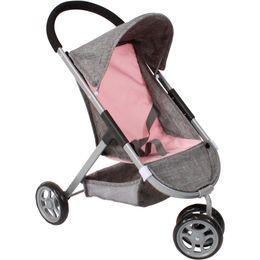 Bayer Chic 2000 CHIC2000 Kinder Puppenbuggy "Speedy"melange grau, rosa, Kunststoff, Metall, Polyester, B:35cm H:59cm T:54cm, Puppenwagen, mit leichtg&auml;ngigen