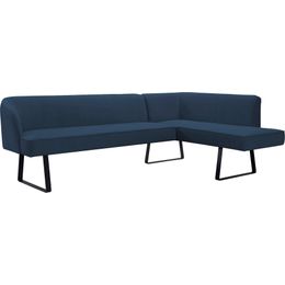 Eckbank, B:249cm H:83cm T:157cm, blau, exxpo - SOFA FASHION, Esszimmer, Sitzb&auml;nke, "Americano", mit Keder und Metallf&uuml;&szlig;en, Bezug in verschiedenen