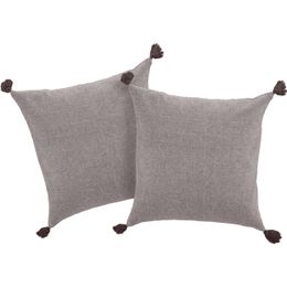 Dekokissen, B:50cm L:50cm, braun, LeGer Home by Lena Gercke, Baumwolle, Dekokissen_Sitzkissen_Kissenh&uuml;llen, "Jada", Kissenh&uuml;lle ohne F&uuml;llung, 2-er