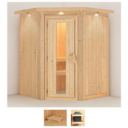 Karibu Sauna "Larin", ohne Ofen, (ohne Ofen), beige, Saunen, ohne Ofen