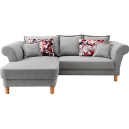 Ecksofa Home Affaire, B:262cm H:95cm T:198cm, grau, 100% Polyester, Wohnzimmer, Sofas, "Tassilo Mega Polsterecke mit Kaltschaum im Sitz, bequem,