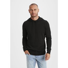 H.I.S. H.I.S Herren Hoodie "Strickpullover mit Kapuze", schwarz, Gr. XL, unifarben, Feinstrick, Obermaterial: 60% Baumwolle, 40% Polyester, Sweatshirts,