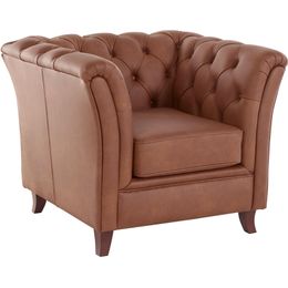 Chesterfield-Sessel Home Affaire, B:98cm H:76cm T:88cm, braun, Samtoptik (100% Polyester), Sessel, "Reims Cocktailsessel, Sessel", mit echter