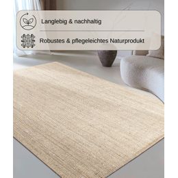 Teppich my home, B:120cm H:10mm L:170cm, beige, Jute, Wohnzimmer, Teppiche, "Avot Juteteppich", 100% Jutefaser, L&auml;ufer, Esszimmer, Wohnzimmer, Skandi