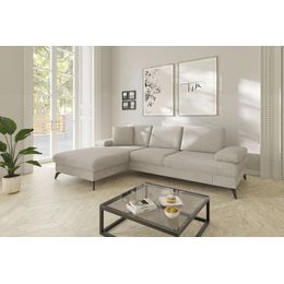 Sit & More Ecksofa SIT & MORE, B:247cm H:83cm T:171cm, beige, 100% Polyester, Wohnzimmer, Sofas, "Morris Jubi L-Form, B: 247 cm", mit Armteilfunktion & 1