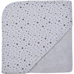 W&ouml;rner Kapuzenhandtuch W&Ouml;RNER, B:80cm L:80cm, grau, Frottee, Frottier, Handt&uuml;cher, "Sterne hellgrau Kapuzenbadetuch 80/80", obere Lage der Kapuze aus
