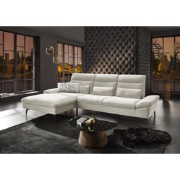 Ecksofa Hukla, B:309cm H:103cm T:193cm, beige, 100% recyceltes Polyester, Wohnzimmer, Sofas, "HU-HP22156 L-Form", inkl. Kopfpolsterverstellung,