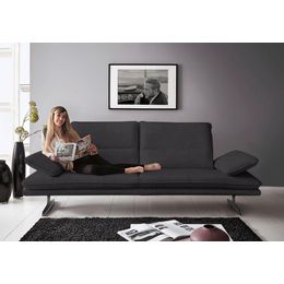 2,5-Sitzer W.Schillig, B:236cm H:94cm T:96cm, grau, Stoff S37 (100% Polyester): Luxus-Microfaser in Lederoptik, Sofas, "broadway Designsofa mit hohem