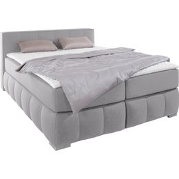 Boxspringbett Home Affaire, B:167cm L:245cm, grau, Samtoptik (100% Polyester);Bezug der Spiegelfl&auml;che Matratzendrell aus 100% Polyester;Struktur fein
