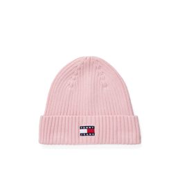 Tommy Jeans Damen Beanie "TJW HERITAGE CORE", rosa, Strick, Baumwolle, Mützen, Rippstrick, Umschlag, normale Passform