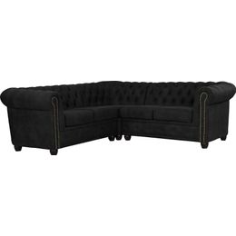 Chesterfield-Sofa Home Affaire, B:208cm H:72cm T:208cm, grau, Luxus-Microfaser Lederoptik (100% Polyester);Kunstleder, Sofas, "Rysum L-Form",