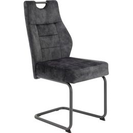 Esszimmerstuhl Hela, B:47cm H:99cm T:61cm, schwarz, Metall, Polyester, Stoff, Stühle, "Linda S Schwingstuhl BESTSELLER", mit Taschenfederkern Sitz,