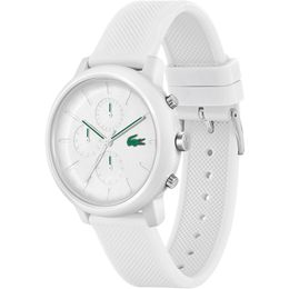 Lacoste Damen Chronograph "Lacoste.12.12 CHRONO", wei&szlig;, Armbanduhren, Quarzuhr, Armbanduhr, Herrenuhr, Stoppfunktion, Silikonarmband