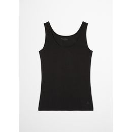Marc O'Polo MARC O'POLO Damen Tanktop "Essentials", schwarz, Gr. S, unifarben, Jersey, Obermaterial: 95% Baumwolle, 5% Elasthan, Tops, mit kleinem Logo am Saum