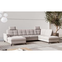 Sit & More Wohnlandschaft SIT & MORE, B:319cm H:92cm T:212cm, grau, 100% Polyester, Sofas, "Zora", wahlweise mit Bettfunktion und Bettkasten