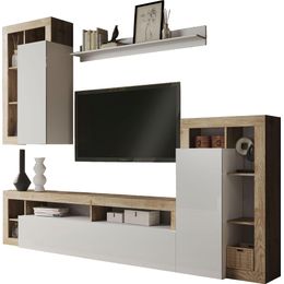 Wohnwand Inosign, B:280cm H:210cm T:42cm, braun, Wohnzimmer, Kastenmöbel-Sets, "Hamburg"