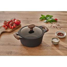 Bratentopf "Ran, Kochtopf antihaftbeschichtet und sp&uuml;lmaschinenfest", 4,2 l + &Oslash; 24cm + H&ouml;he 11,5cm, grau, RESTO KITCHENWARE, T&ouml;pfe, Geeignet f&uuml;r alle