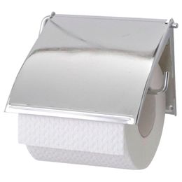 Toilettenpapierhalter Wenko, B:13,5cm H:12cm L:2,5cm, grau, Stahl, Toilettenpapierhalter, "Cover", Chrom, mit geschlossener Form