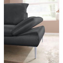 Ecksofa W.Schillig, B:294cm H:87cm T:185cm, schwarz, Chenille-Flachgewebe R66 (85% Polyester, 15% Nylon);Longlife Xtra-Leder Z59: Glattleder mit
