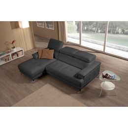 Ecksofa Egoitaliano, B:250cm H:99cm T:166cm, schwarz, Leder &raquo;BULL&laquo; (echtes Rindsleder). Geschliffenes, pigmentiertes und behandeltes Rindsleder mit
