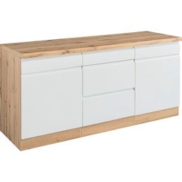 Unterschrank KOCHSTATION, B:180cm H:86cm T:60cm, wei&szlig;, Holzwerkstoff, K&uuml;che, Schr&auml;nke, "KS-Bruneck", >>Bruneck<< 180 cm breit, f&uuml;r viel Stauraum,