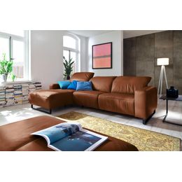 Ecksofa Home Affaire, B:290cm H:85cm T:180cm, braun, NaturLEDER (echtes Rindsleder);Luxus-Microfaser Lederoptik 100% Polyester, , Wohnzimmer, Sofas,