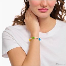 Thomas Sabo Damen Armband "Thomas Sabo x HARIBO Schmuck: Perlenarmband mit Goldb&auml;ren", 19, Perlen Silber 925 (recycelt) Silikon, bunt, Perlen, Silber