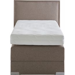Boxspringbett, beige, Westfalia Schlafkomfort, Bettrahmen und seitliche Einfassung Unterbox und Obermatratze: Fein-Strukturstoff (77% Polyester, 23%