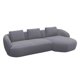 Wohnlandschaft FLEXLUX, B:276cm H:85cm T:146cm, grau, Sofas, "Torino, rund, L-Form, Sofa-Ecke mit Recamiere, Longchair-Sofa", Modernes, organisches