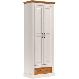 Garderobenschrank Home Affaire, B:70cm H:185cm T:40cm, wei&szlig;, Massivholz, Flur, Schr&auml;nke, "Selma"