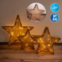 Näve NÄVE LED Stern "Weihnachtsstern, 3er Set Deko-Weihnachtssterne, Weihnachtsdeko aussen", 1, H: 48cm, 1 Stk., braun, Leuchten, Leuchtmittelabstand: ca.