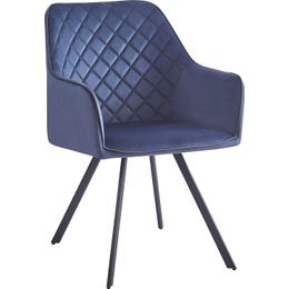 Polsterstuhl Kayoom, B:58cm H:85cm T:64,5cm, blau, Eisen, Polyester, Esszimmer, Stühle, "Stuhl Amber 125, Toller Stuhl aus Samt, mit Beinen aus