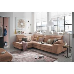 Musterring Ecksofa, B/H/T: 317cm x 86cm x 220cm, Flachgewebe, Armlehne rechts, Sitztiefenverstellung,Kopfteilverstellung,Bettfunktion,Schubkastenfamosa siena,