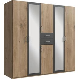 Kleiderschrank wimex, B:225cm H:207cm T:58cm, grau, Kinderzimmer, Schränke, "Diver Drehtürenschrank mit Spiegel, 180, 225 o. 270cm breit", Bestseller