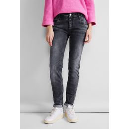 Street One Damen Gerade Jeans, grau, Gr. 27, unifarben, Jeans, 84% Baumwolle, 13% Polyester, 3% Elasthan, Jeans, Middle Waist