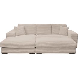 Polstergarnitur WERK2, B:286cm H:84cm T:184cm, grau, 100% Polyester, Sitzmöbel-Sets, "Eden L-Form + Hocker. Mega Couch Breite 286cm, Cord", Design