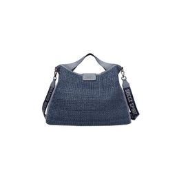 SOCCX Damen Hobo, blau, Materialmix, unifarben, Taschen, mit 2 offenen Innenf&auml;chern