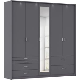 Dreht&uuml;renschrank Rauch, B:230cm H:231cm T:58cm, grau, Holzwerkstoff, Schr&auml;nke, "Kleiderschrank Schrank Garderobe W&auml;scheschrank WILDBERG", mit 6