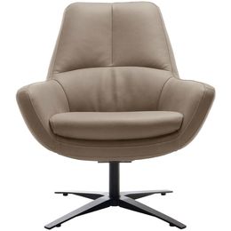 Drehsessel BETYPE, B:81cm H:92cm T:83cm, grau, 100% Echtleder, Wohnzimmer, Sessel, "Be Organic Standard Back, Loungesessel", in elegantem Design mit