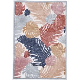 Teppich CarpetFine, B:160cm H:4mm L:230cm, bunt, Polypropylen, Wohnzimmer, Teppiche, "Deja 104", robustes Flachgewebe, Floral Palmenbl&auml;tter, In- und