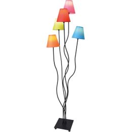 Näve NÄVE Stehlampe "Colori", 5, H: 156cm, 1 Stk., bunt, Wohnzimmer, Leuchten, 5flg. bunte Textilschirme orange, grün, pink, blau und rot Höhe 156cm