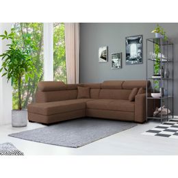 Ecksofa Home Affaire, B:267cm H:95cm T:198cm, braun, Struktur fein (100% Polyester);Struktur (100% Polyester);Samtstruktur (100% Polyester),