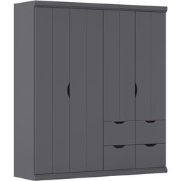 Kleiderschrank Rauch, B:181cm H:203cm T:56cm, grau, Holzwerkstoff, Kinderzimmer, Schr&auml;nke, "Dreht&uuml;renschrank Schrank Garderobe W&auml;scheschrank