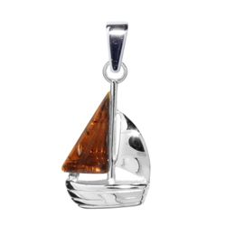 OSTSEE-SCHMUCK Damen Kettenanh&auml;nger "OSTSEE-SCHMUCK Anh&auml;nger Schiffchen Anh&auml;nger Schiffchen", 24 x 12mm, Silber 925 (Sterlingsilber), 1 g, wei&szlig;,