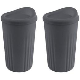 APS Becher "TO GO", Ø 8,5cm x 13,5cm, 400ml, grau, Trinkgefäße, Ø 8,5 cm, Inhalt 400 ml, 2-teilig