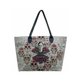 DOGO Damen Weekender "Weekender Schultertaschen Remembrance Of Frida Kahlo Damen", grau, Lacklederimitat, Taschen, Handgefertigt